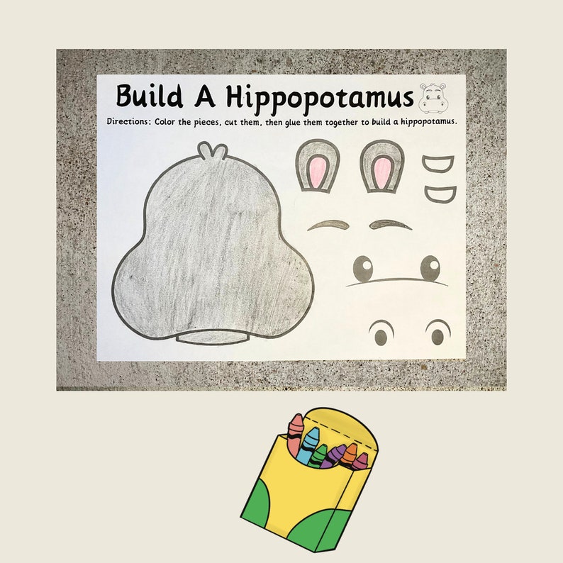 Build A Hippopotamus Craft Printable Activity Summer Craft Homeschool ...