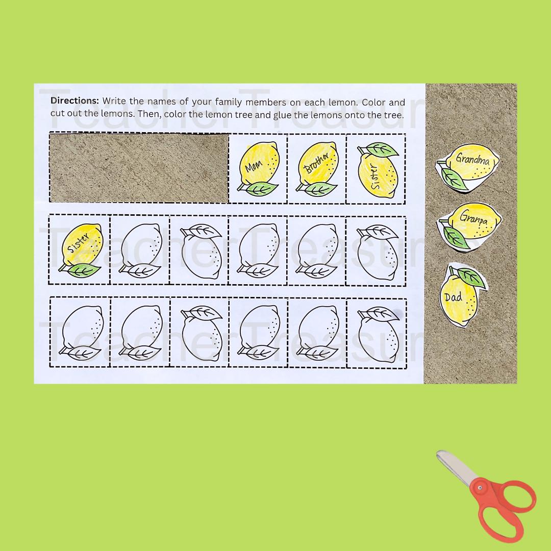 Lemon Tree Craft, Family Tree Template, Printable Activity, Family Tree ...