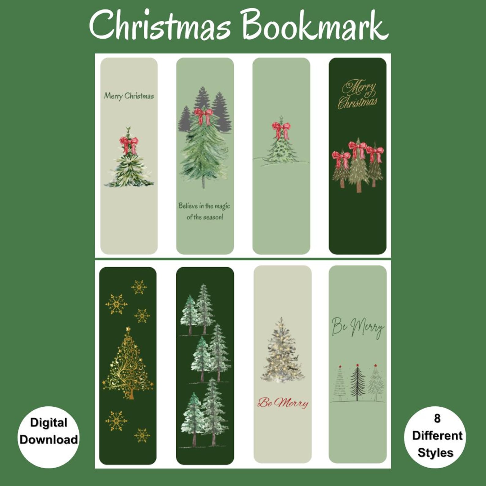 Printable Christmas Book Digital Download Bookmark Printable Gift Book ...