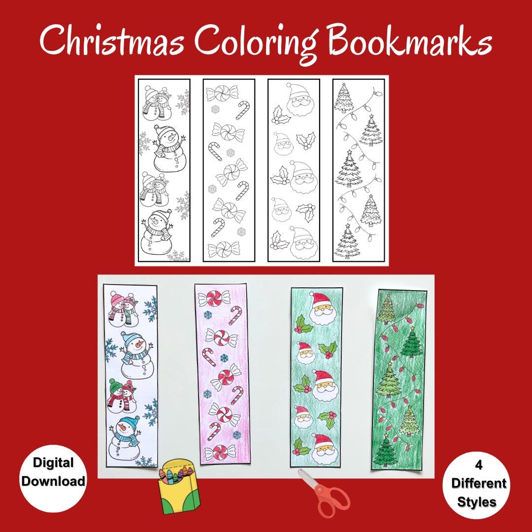 Christmas Coloring Bookmarks Printable Christmas Bookmark Christmas ...