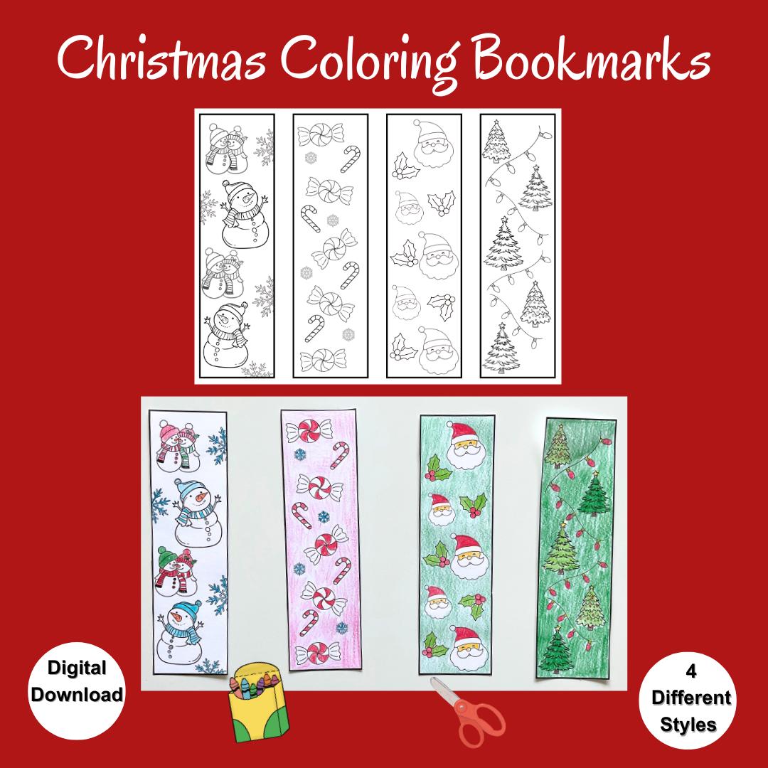 Christmas Coloring Bookmarks Printable Christmas Bookmark Christmas ...