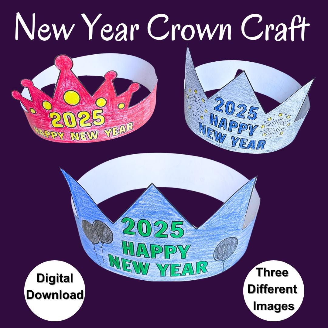 New Year Crown Craft Printable Activity Homeschool Activity Paper Crown ...