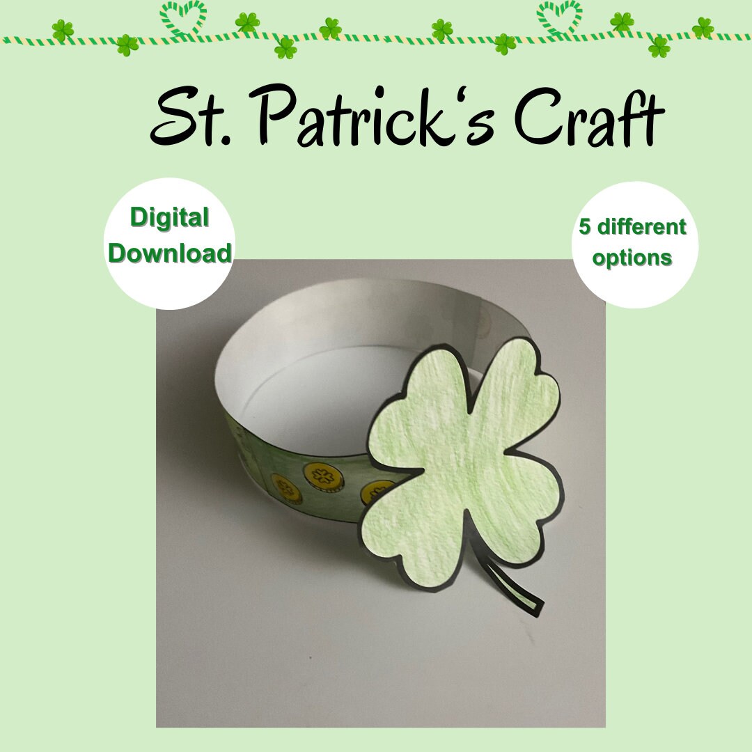 St Patricks Paper Crown Headband, St Patricks Day Paper Crown, St ...