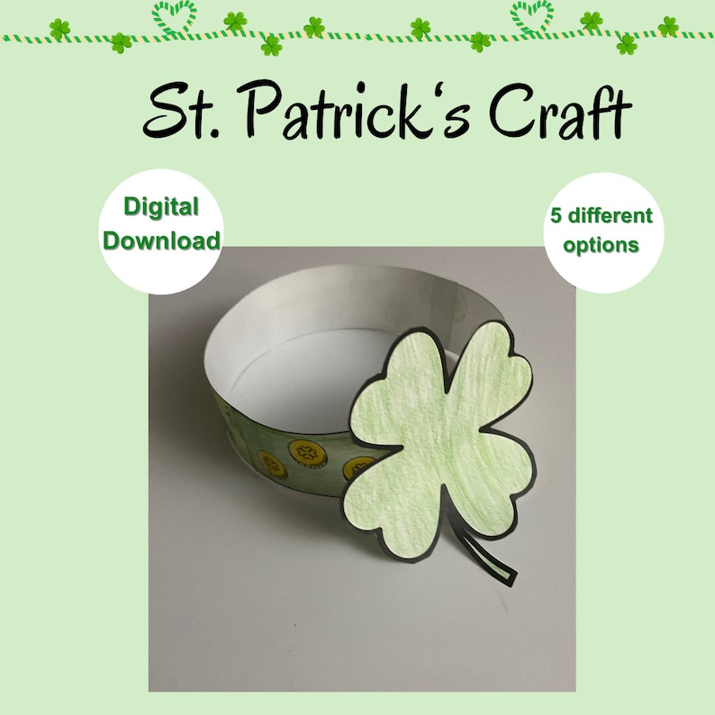 St Patricks Paper Crown Headband, St Patricks Day Paper Crown, St ...