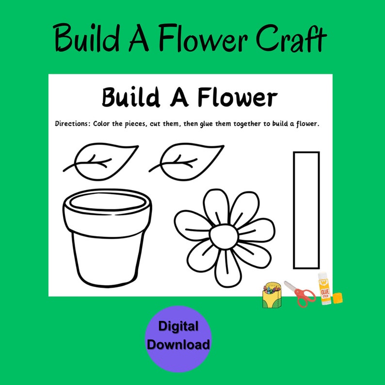 Build A Flower Craft Printable Activity Kids Spring Craft DIY Craft ...