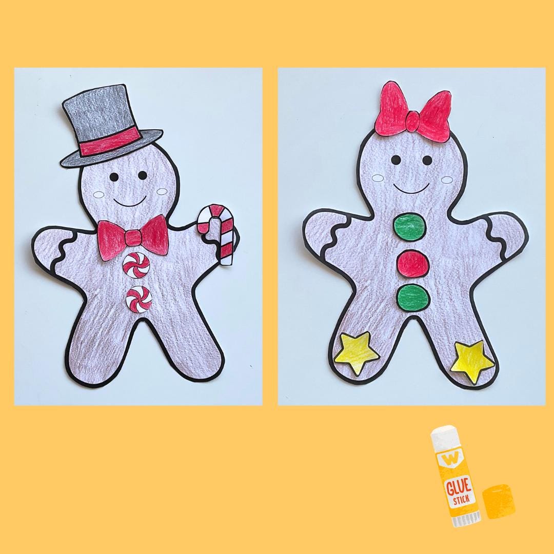 Gingerbread Man Craft: Christmas DIY Printable (digital Download) - Etsy