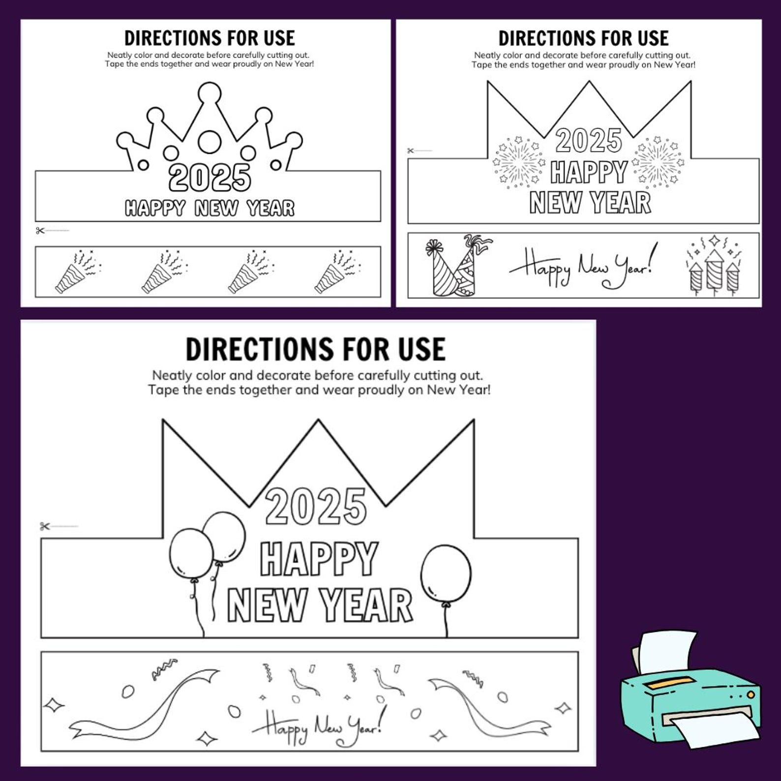 New Year Crown Craft Printable Activity Homeschool Activity Paper Crown ...