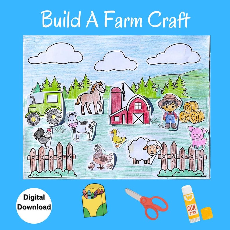 Build A Farm Craft Printable Download Build A Barnyard Farm Craft ...