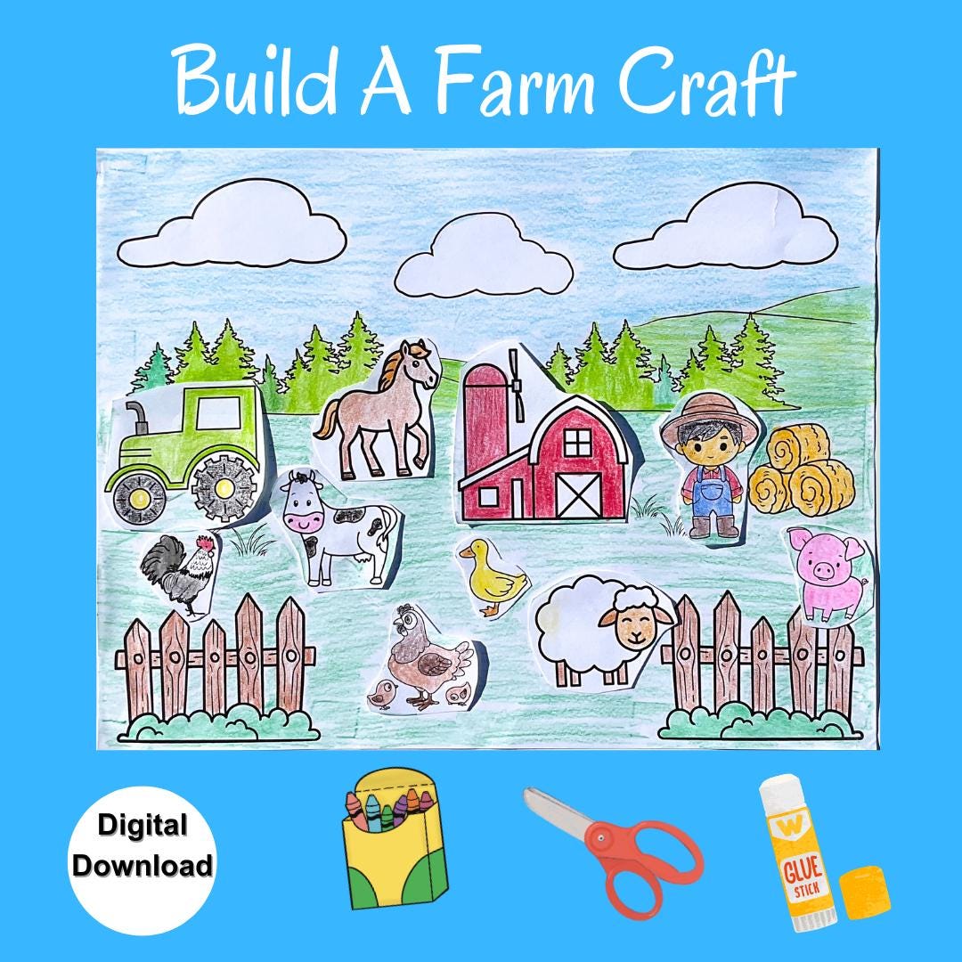 Build A Farm Craft Printable Download Build A Barnyard Farm Craft ...