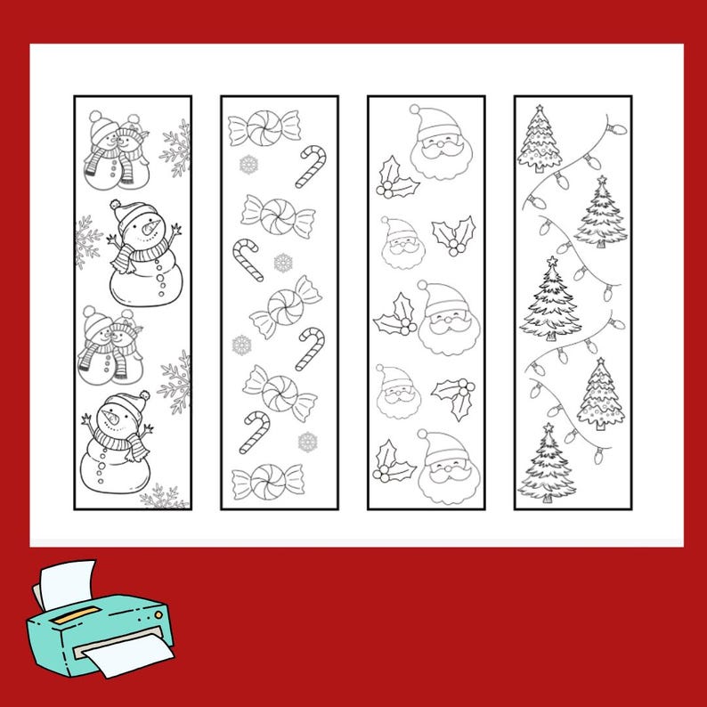 Christmas Coloring Bookmarks Printable Christmas Bookmark Christmas ...