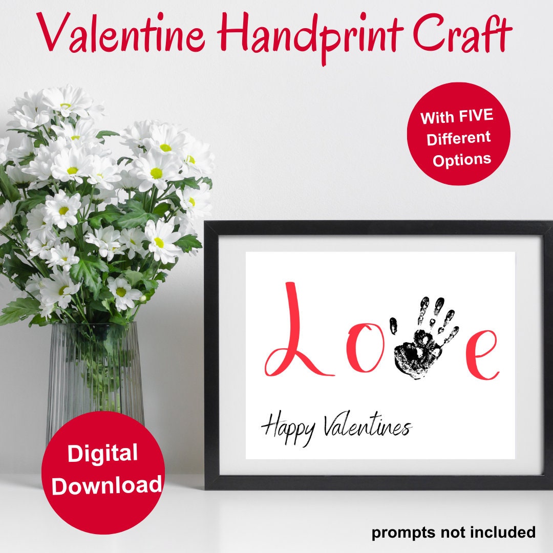 Valentines Day Handprint, Printable DIY Valentines Day Handprint ...