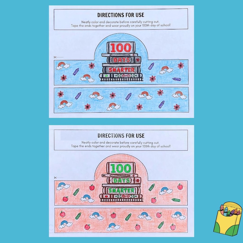 100 Days of School Paper Crown 100 Days Smarter Hat 100th Day of School ...