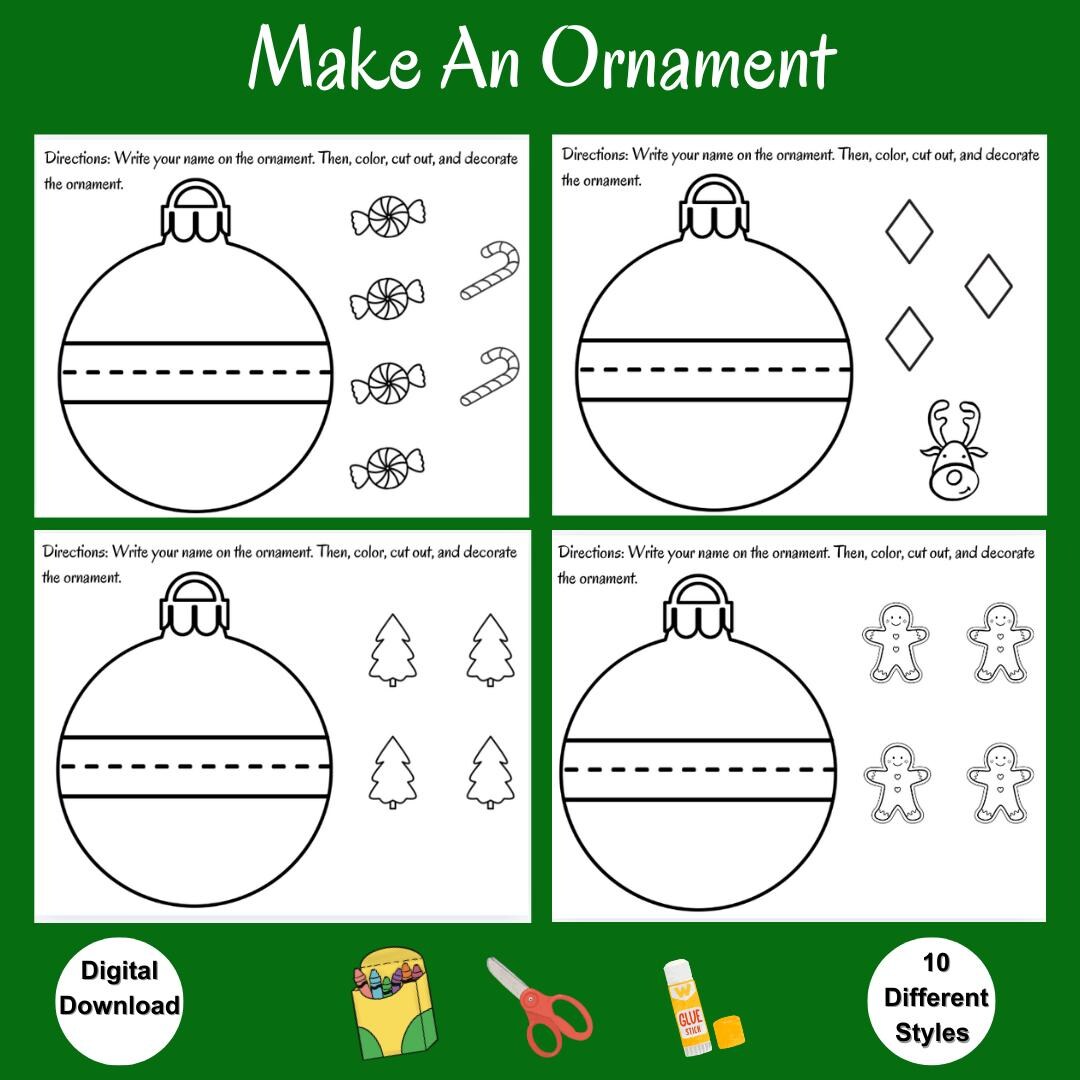 Printable Christmas Ornament Craft for Kids Christmas Printable Make an ...