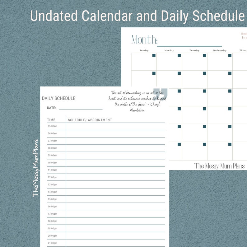 LARGE A3 UNDATED CALENDAR A4 Size Day & Month Organiser Homemaker ...
