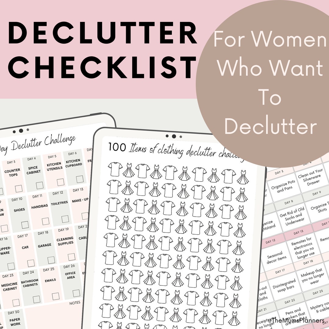 Declutter Checklist Cleaning Schedule Decluttering Challenge Printable ...