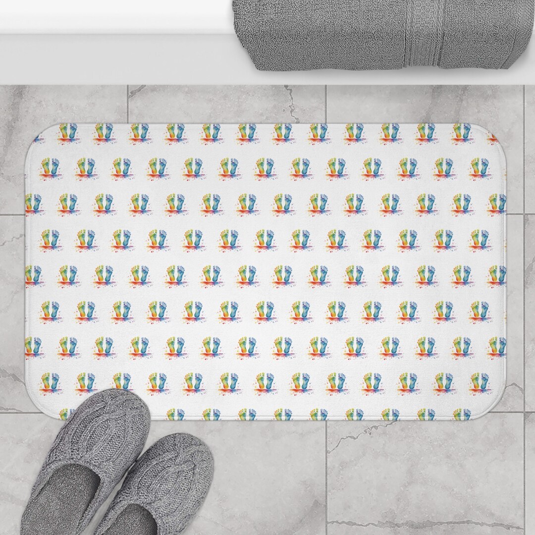 White Rainbow Baby Foot Bath Mat Luxurious Non-slip Rug, Vibrant ...
