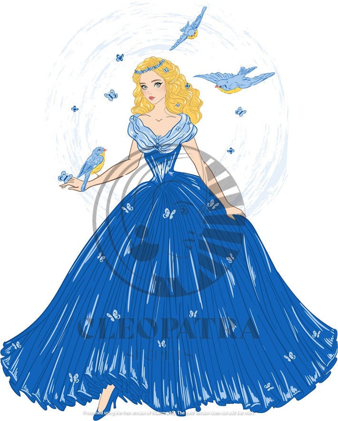 Adorable Blue Dress Princess PNG | Digital Download | Artwork ...