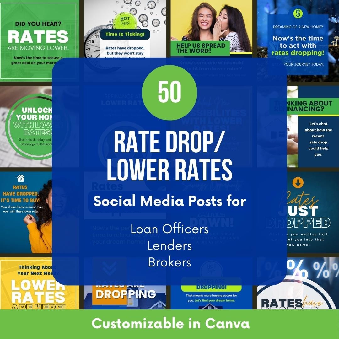 Rate Drop/lower Rate Social Media Mastery Package - 50 Canva Templates ...