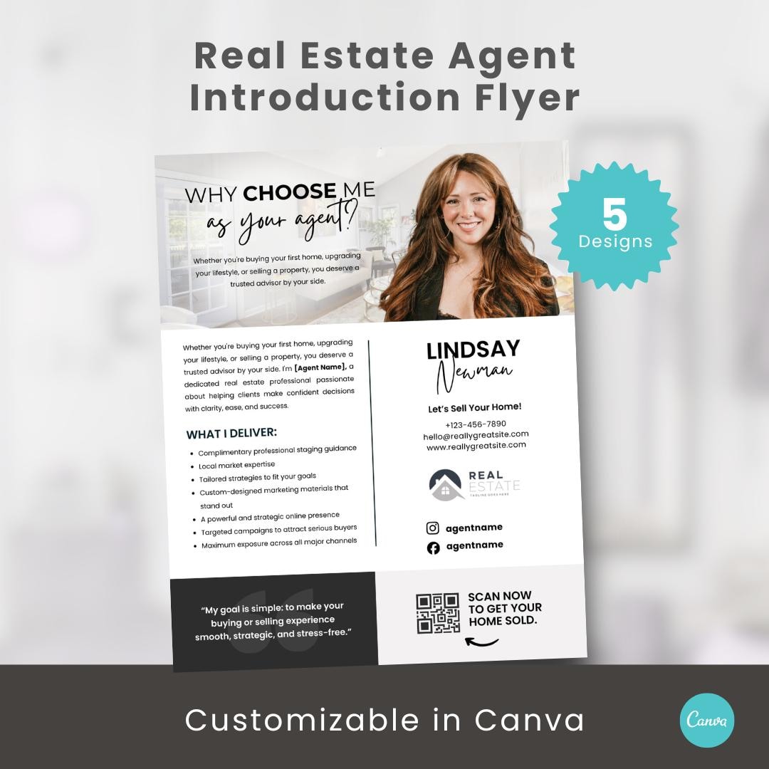 Real Estate Agent Introduction Flyer Bundle | Canva Templates for ...
