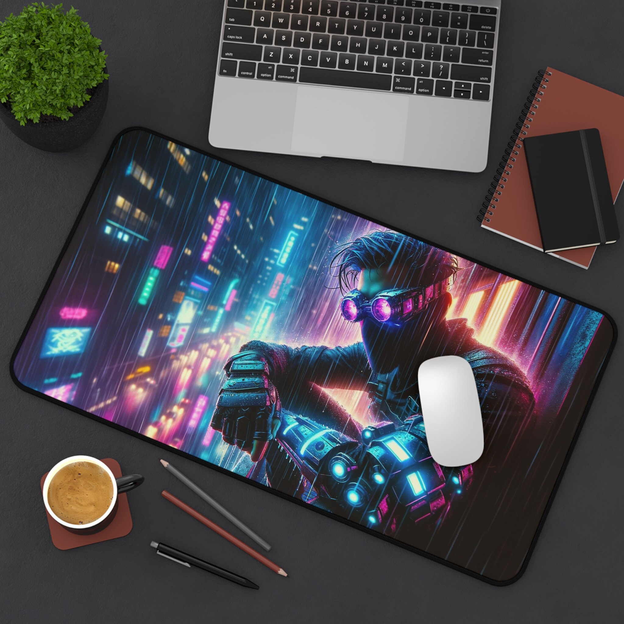 Cyberpunk Overwatch Gaming Desk Mat Futuristic Neon Mouse Pad Office ...
