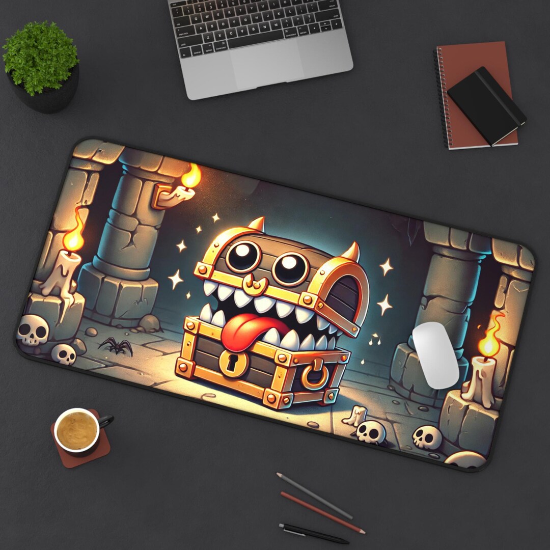 Cute Mimic Dungeon Desk Mat for Gamers Fantasy Gaming Accessory Unique ...