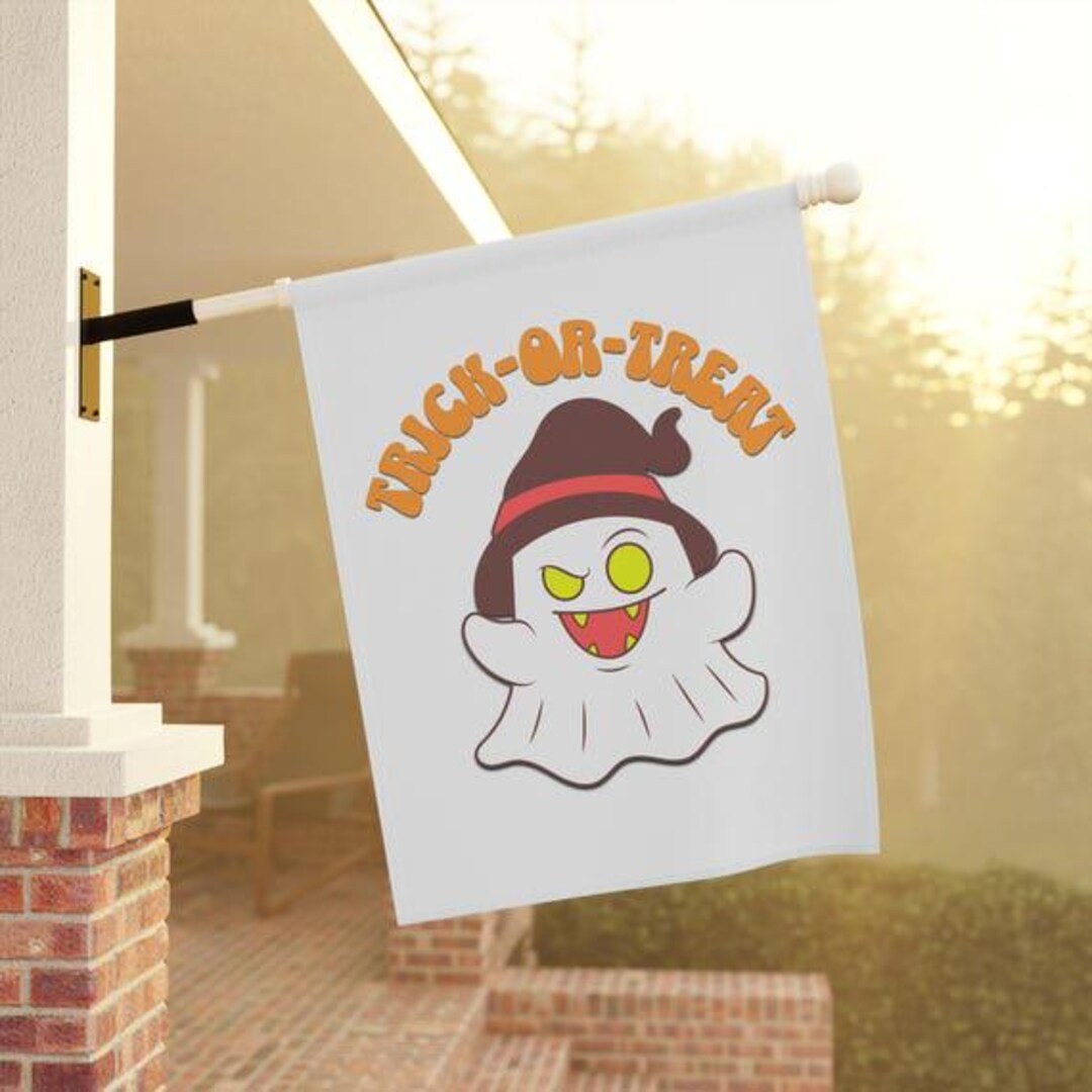 Cute Spooky Ghost Garden Banner and House Decoration Halloween Outdoor ...