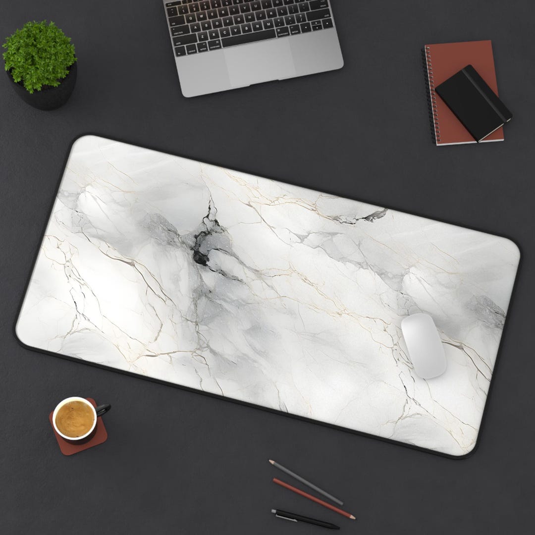 White Marble Print Desk Mat, Non-slip Office Protector - Etsy
