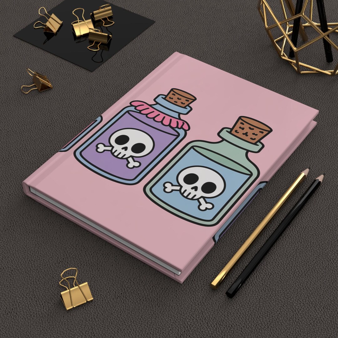 Kawaii Poison Potion Bottles Pink Hardcover Journal for Spooky Writing ...