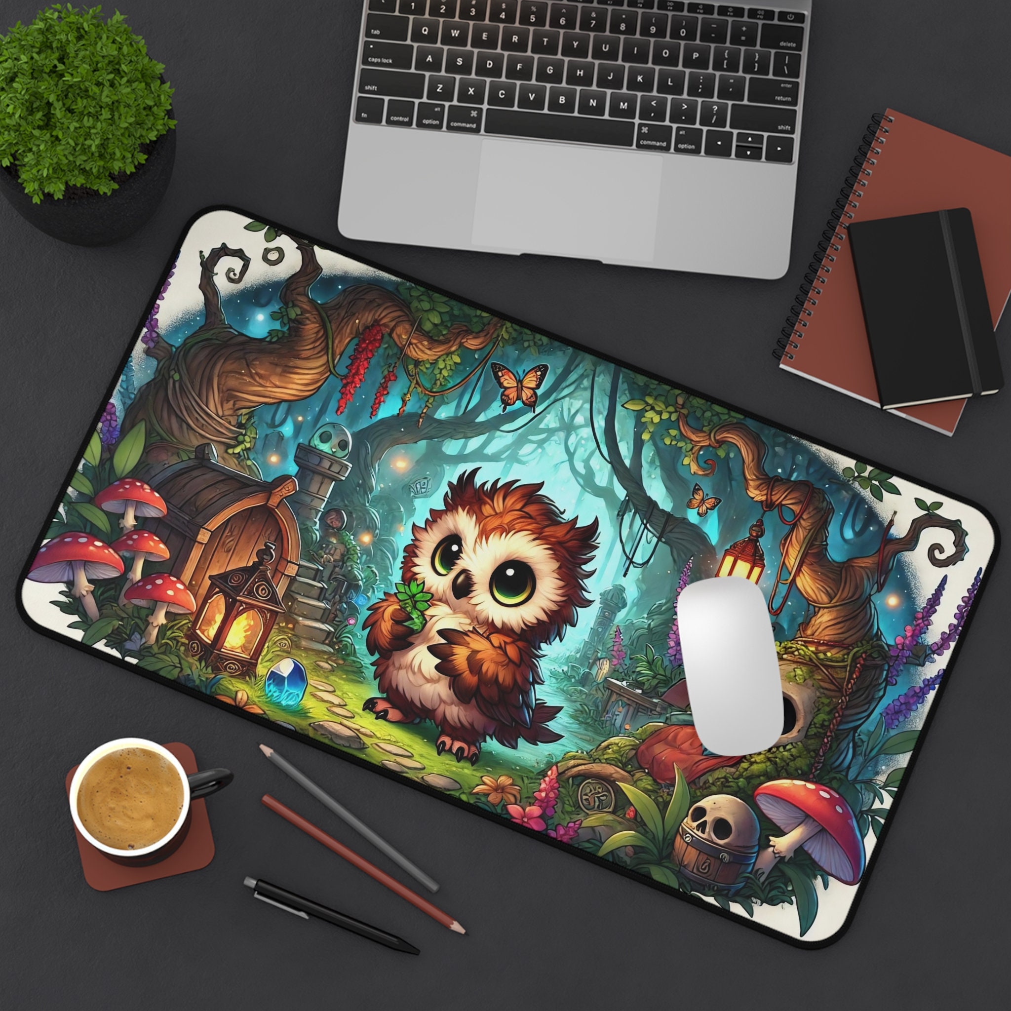 Chibi Owlbear in Forrest Gaming Desk Mat D&D Tabletop Decor, Fantasy ...