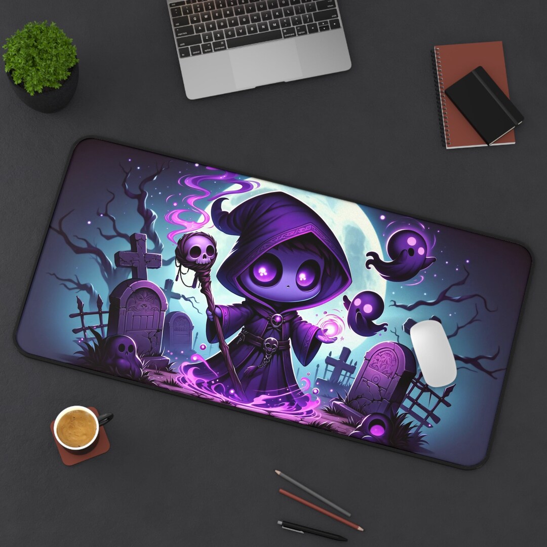 Cute Chibi Necromancer in a Graveyard Dandd Gaming Mat Desk Mat Mouse ...