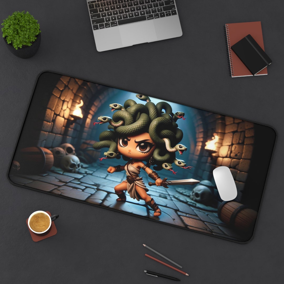 Cute Chibi Medusa in a Dungeon Gaming Mat Desk Mat Mouse Pad Office ...