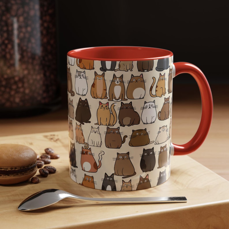 Whimsical Cats Mug for Cat Lovers Unique Ceramic Coffee Cup Perfect ...