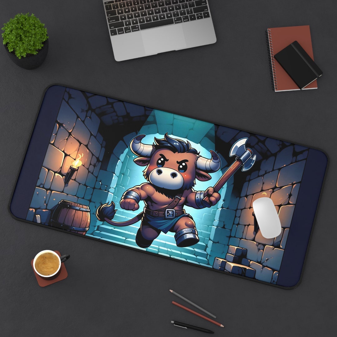 Cute Chibi Minotaur in a Dungeon D&D Gaming Mat Desk Mat Mouse Pad ...