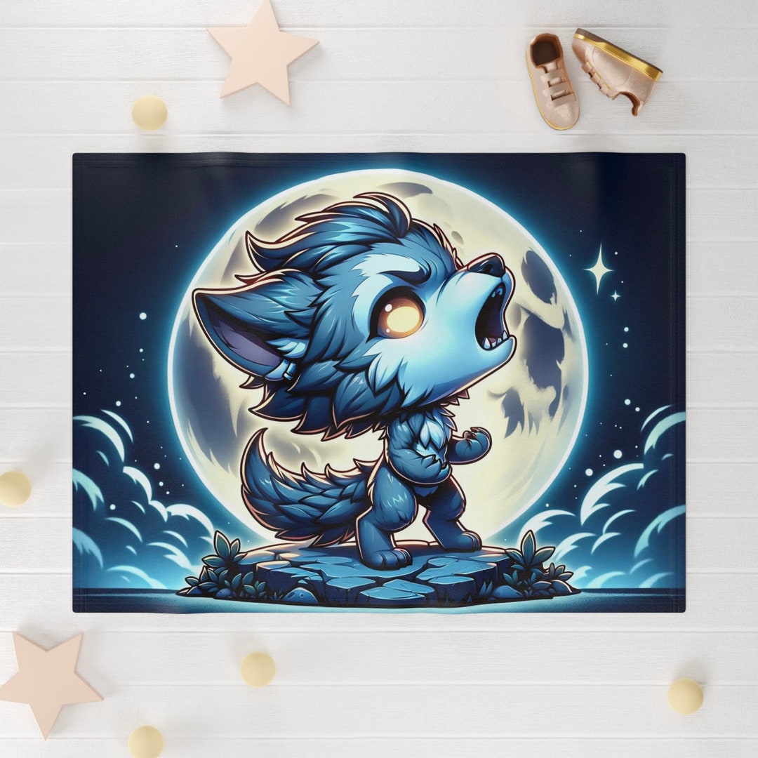 Chibi Werewolf Soft Fleece Baby Blanket Cute and Cozy Nursery Decor ...