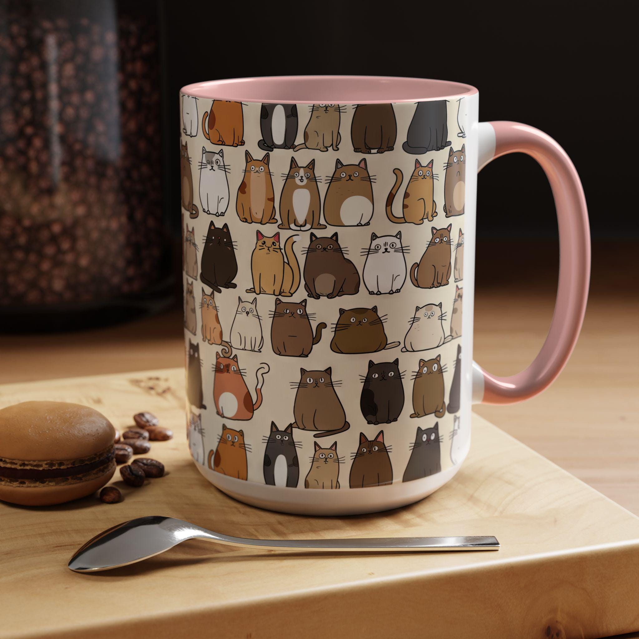 Whimsical Cats Mug for Cat Lovers Unique Ceramic Coffee Cup Perfect ...