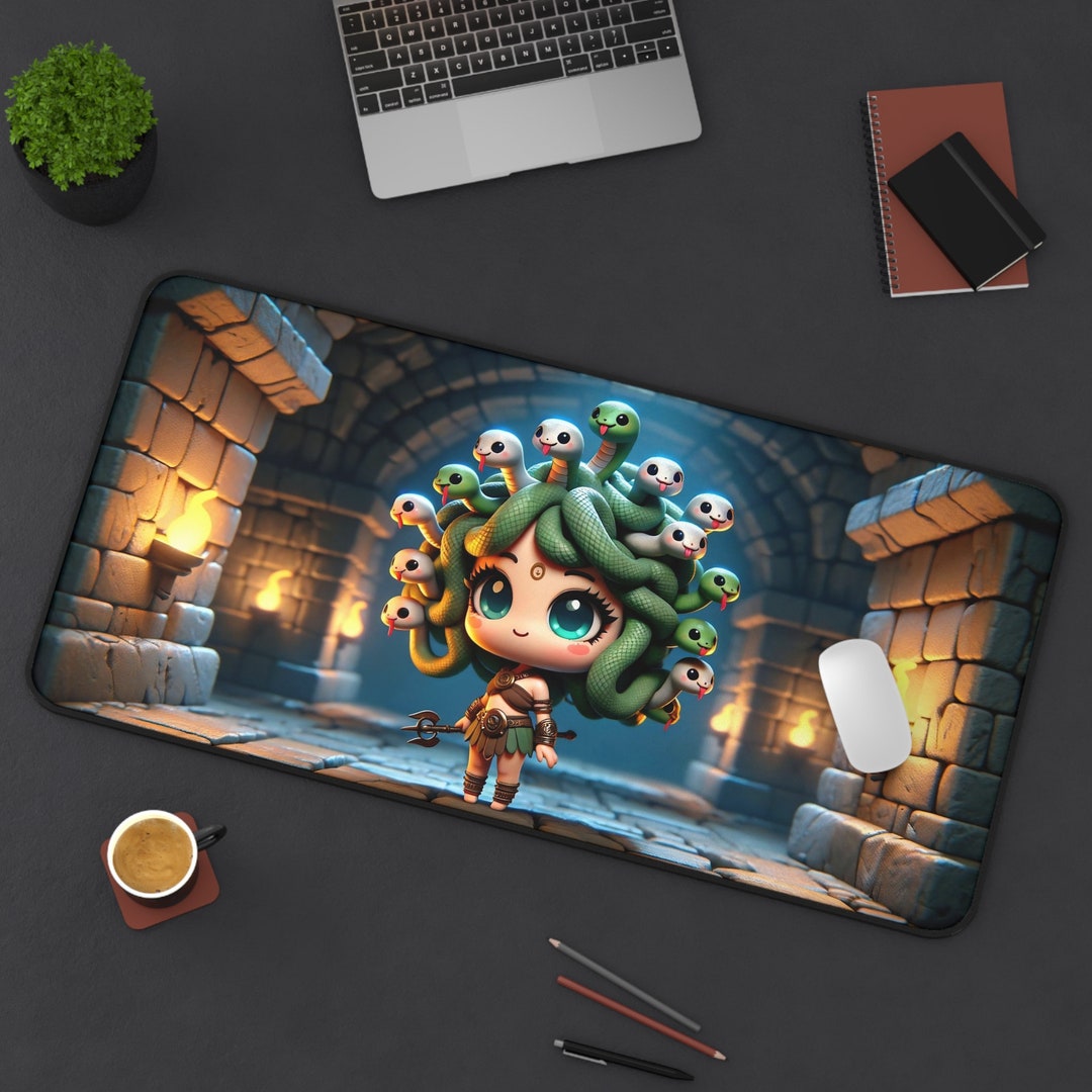 Cute Chibi Medusa in a Dungeon Gaming Mat Desk Mat Mouse Pad Office ...