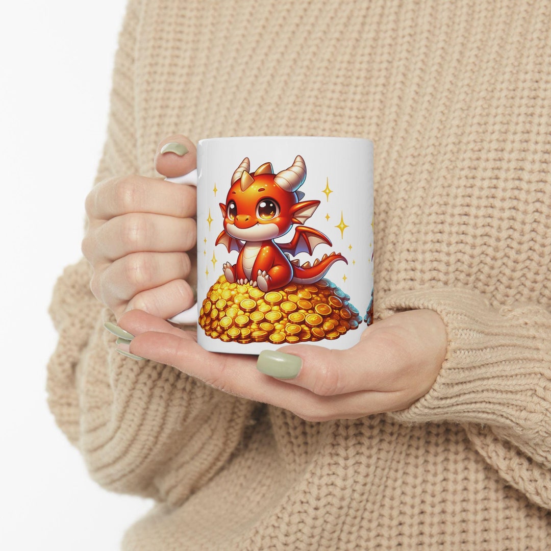 Chibi Dragon Coffee Mug Cute Dragon Ceramic Mug Fantasy Dragon Coffee ...
