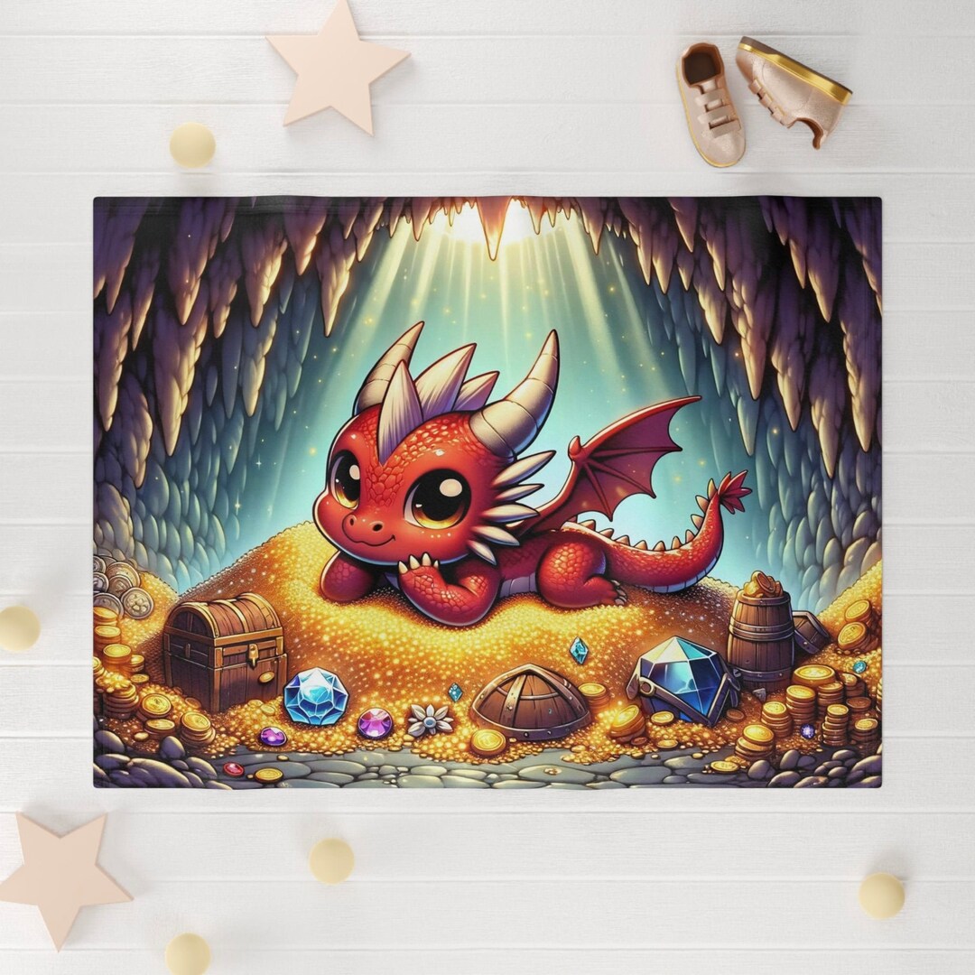 Chibi Red Dragon Baby Blanket – Soft Fleece Cozy and Adorable Newborn ...
