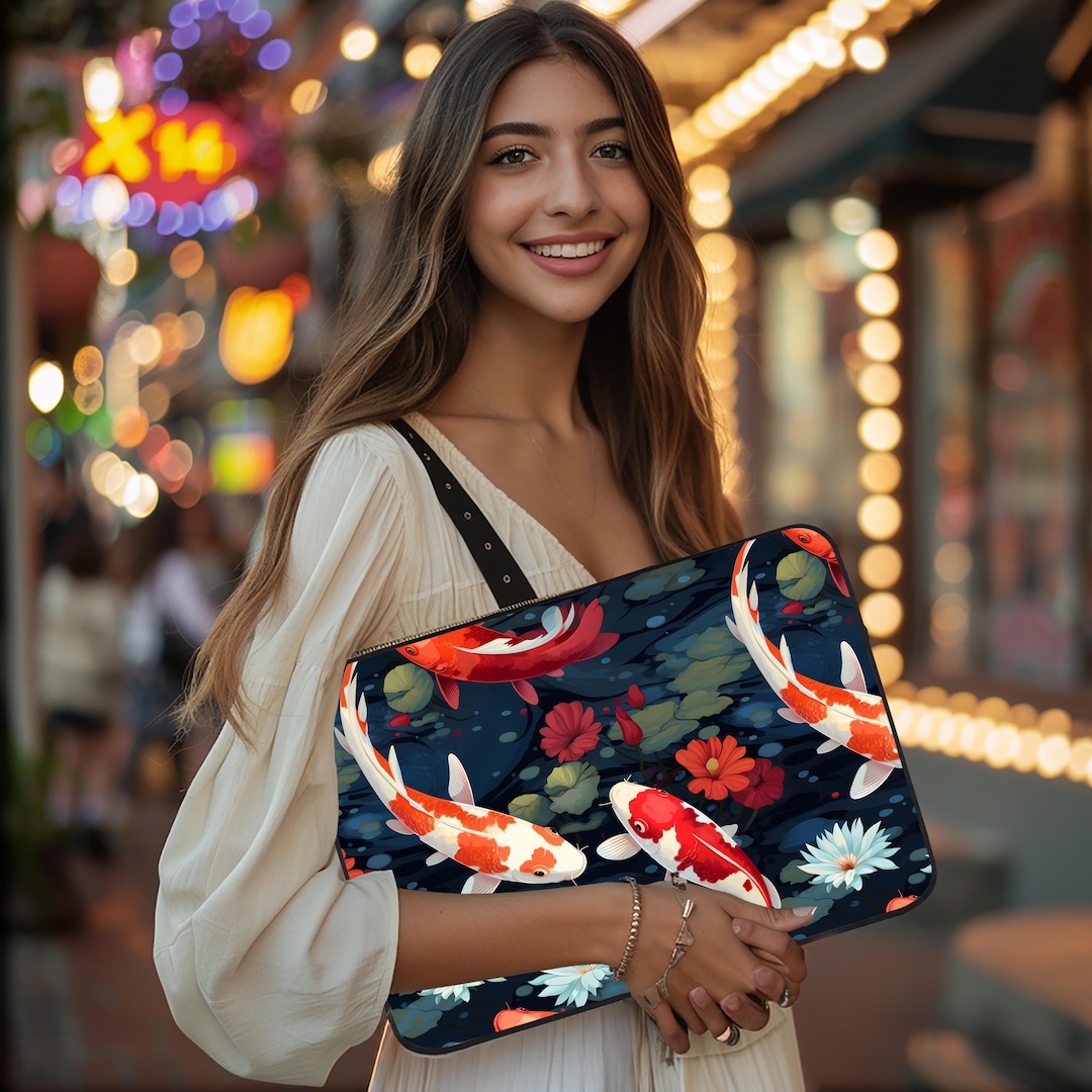 Decorative Koi Fish Laptop Sleeve Nature-themed Laptop Cover With Koi ...