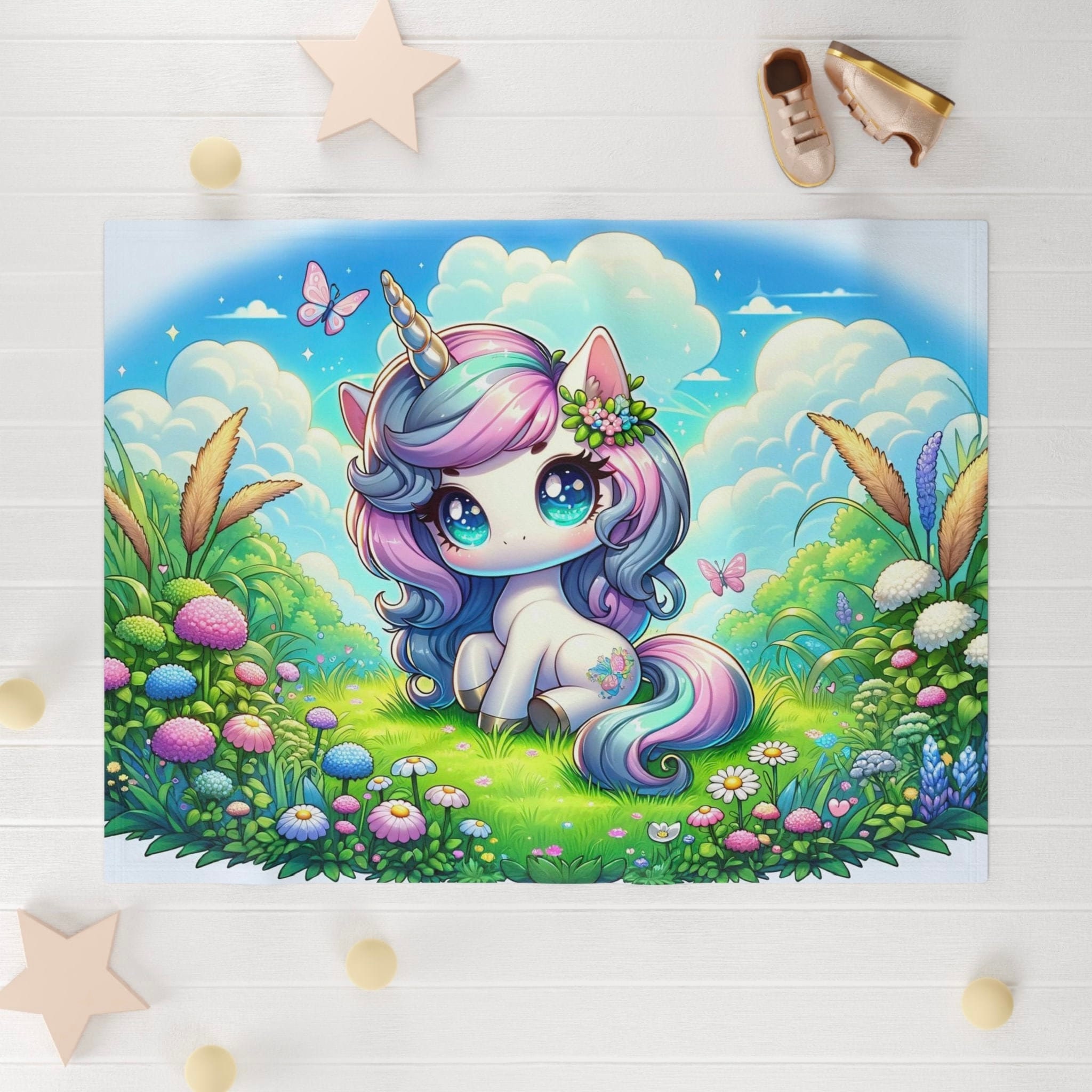 Chibi Unicorn Soft Fleece Baby Blanket Cute, Cozy & Perfect for ...