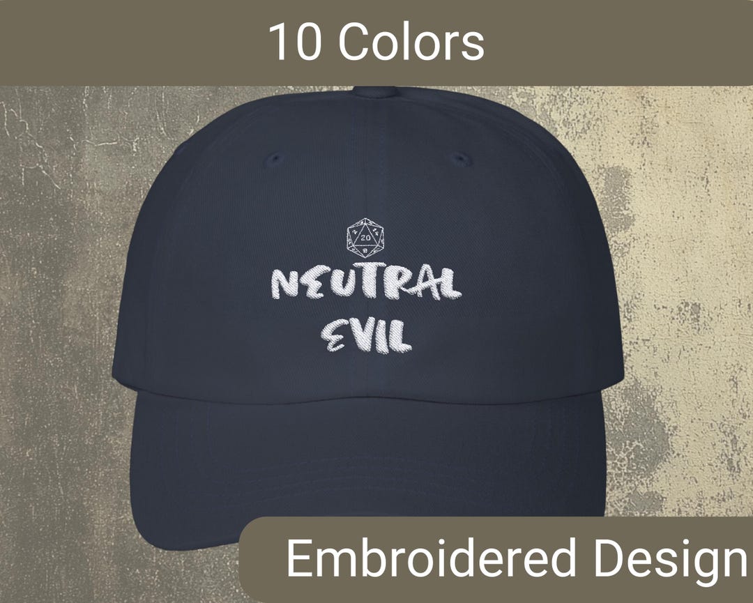 Neutral Evil D&D Hat RPG Alignment Cap Embroidered Neutral Evil Gamer ...
