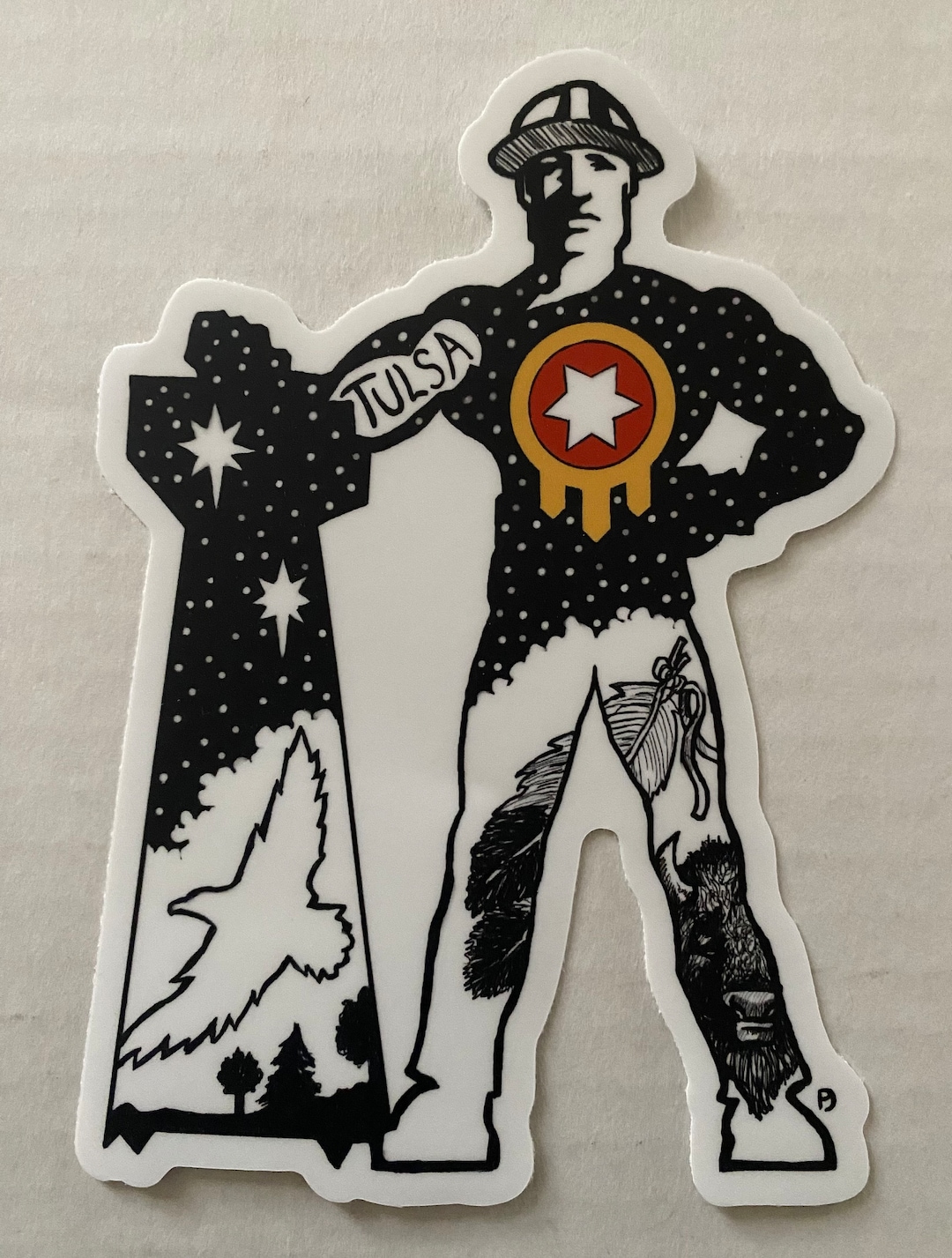 Tulsa Driller Sticker With Starry Background Tulsa Symbol Bison,eagle ...