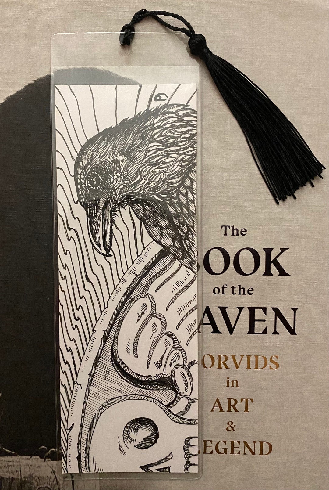 Raven at Old Headstone Original Pen and Ink Handmade Bookmark. One of a ...