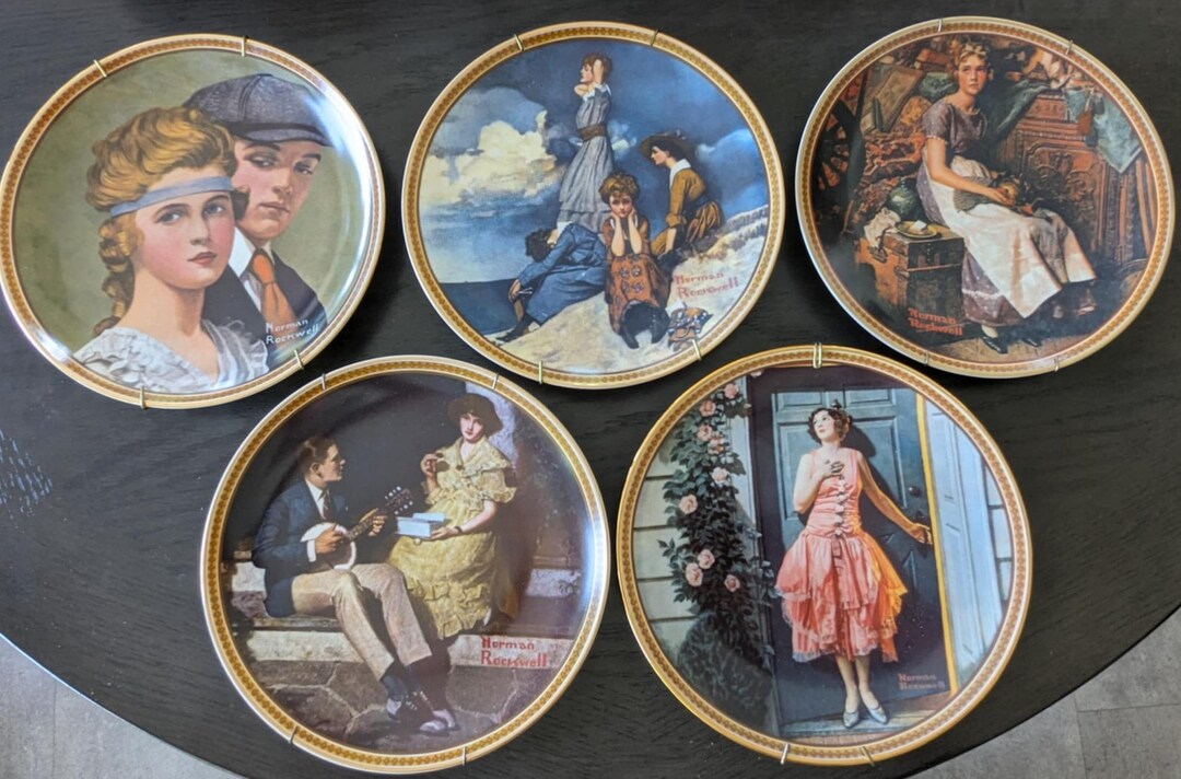 5 KNOWLES PLATES by Norman Rockwell. Collectible Plates Numbered ...
