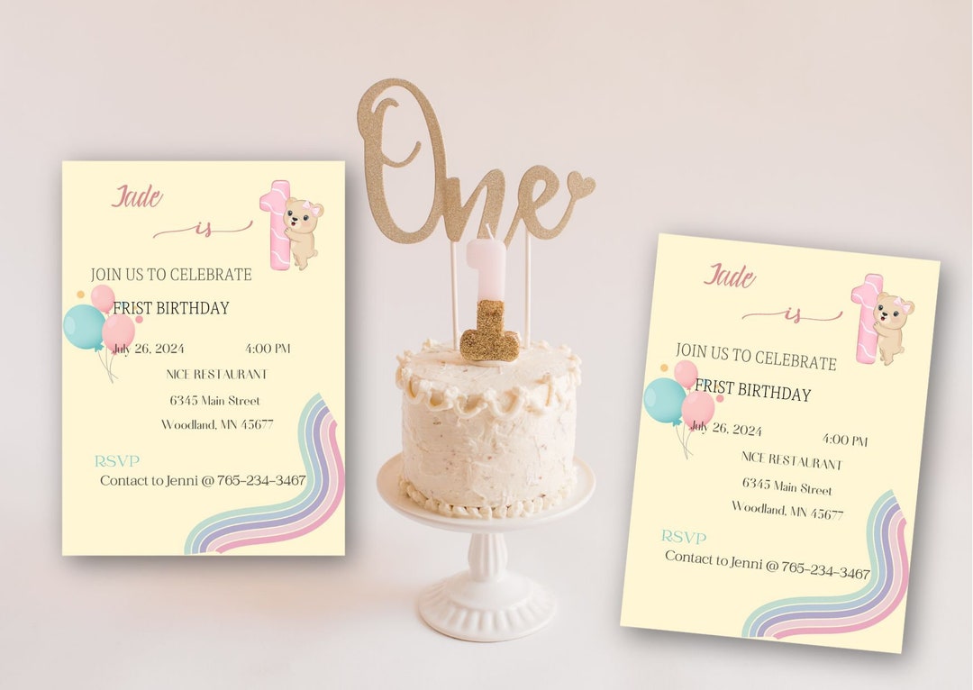 Frist Birthday Digital Invitation, Editable Invitation, Turning One ...