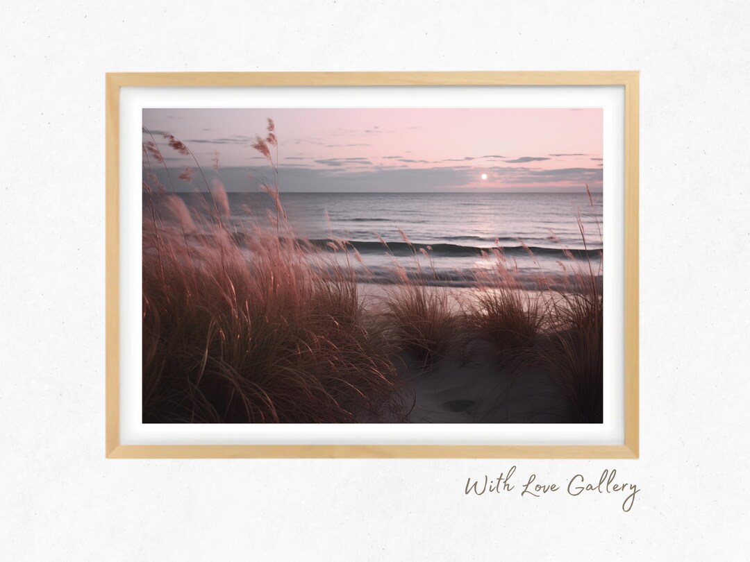 Printable Ocean With Beachgrass as Night Beckons Wall Art Digital ...