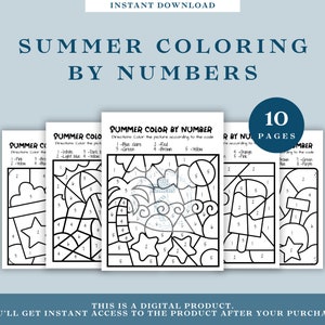 Summer Coloring by Numbers Coloring for Kids Preschool 10 Coloring ...