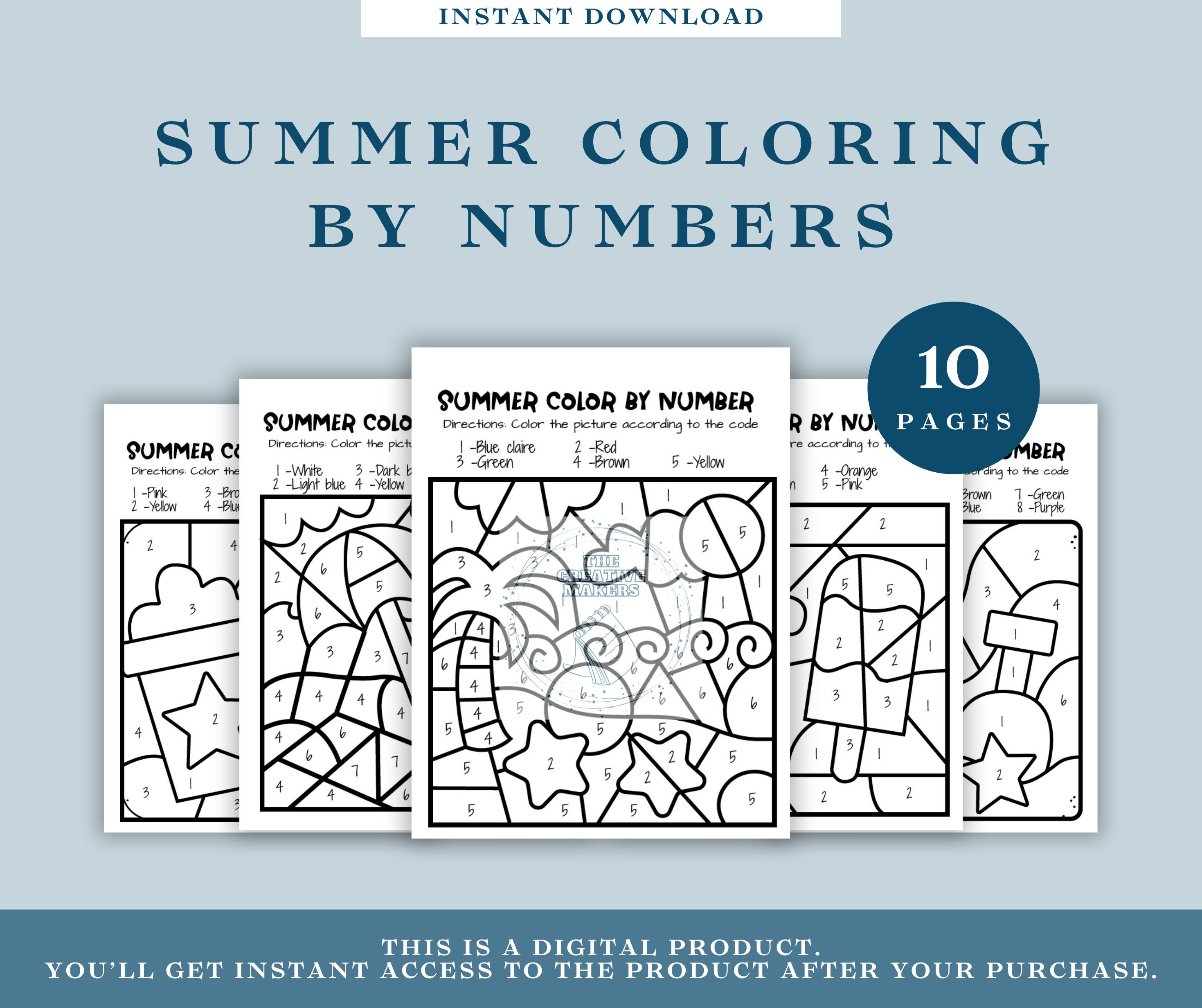 Summer Coloring by Numbers | Coloring for Kids - Preschool | 10 ...