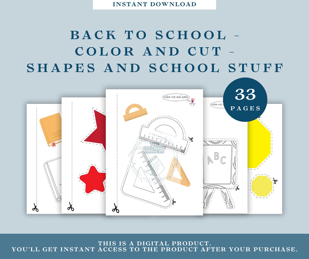 Back to School - Color and Cut - Shapes and School Stuff | 33 Pages ...