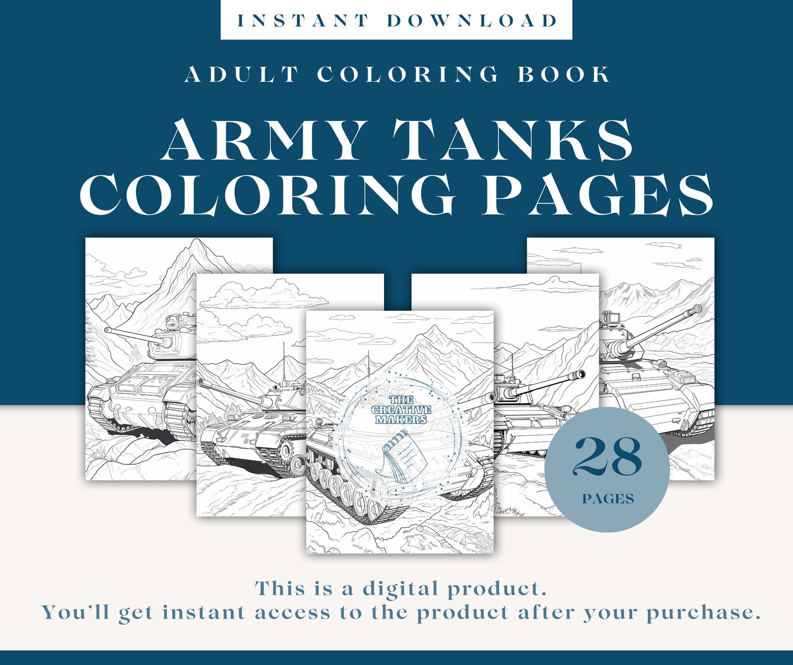 Army Tanks Coloring Pages | 28 Coloring Pages | Instant Download | All ...